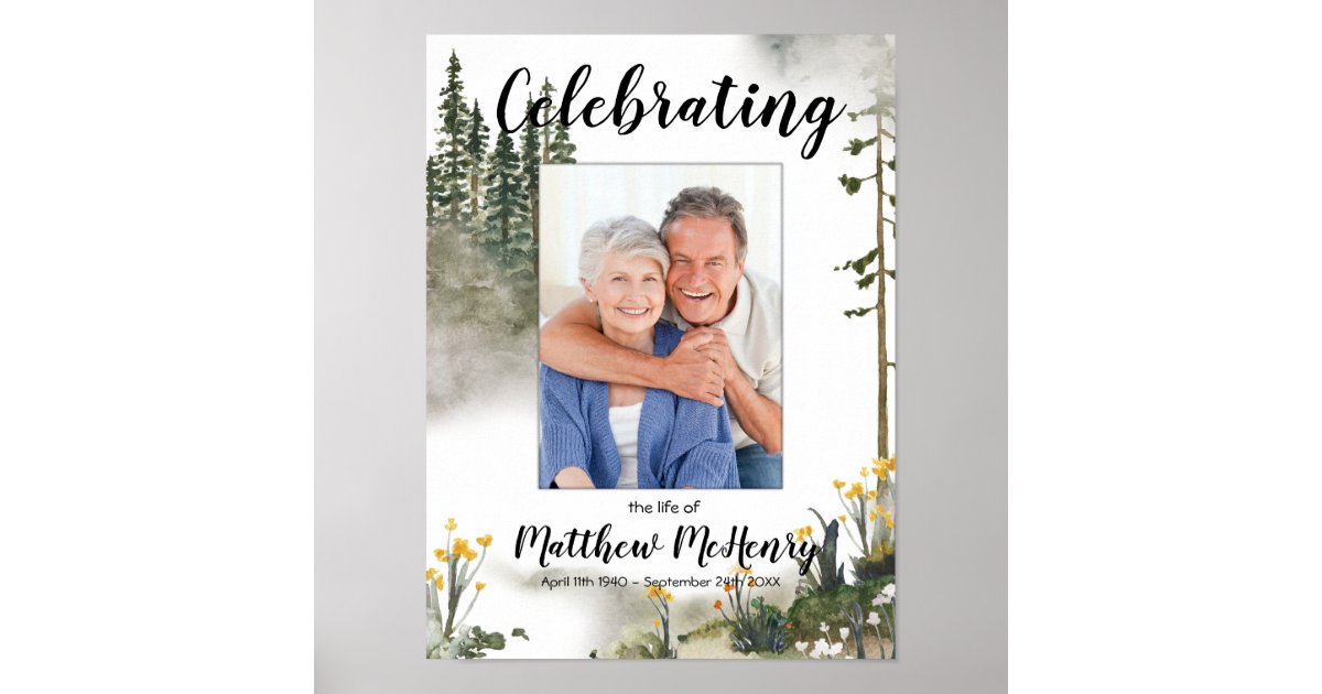 Celebration of life Memorial Funeral Photo Poster | Zazzle
