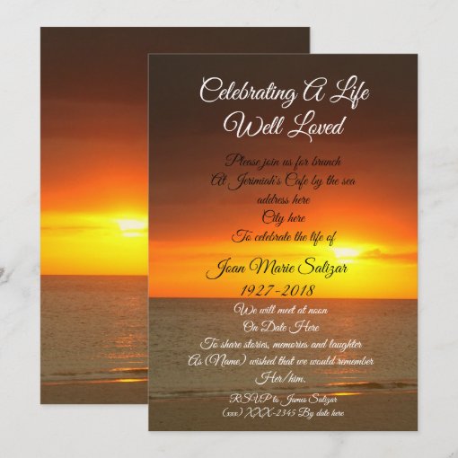 "Celebration of Life" memorial invitation | Zazzle