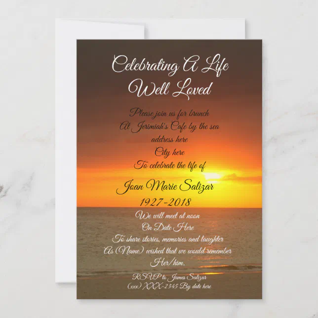 "Celebration of Life" memorial invitation | Zazzle