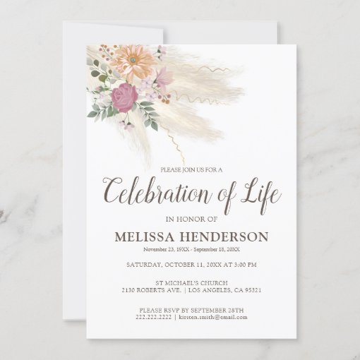 Celebration of Life | Memorial Invitation | Zazzle