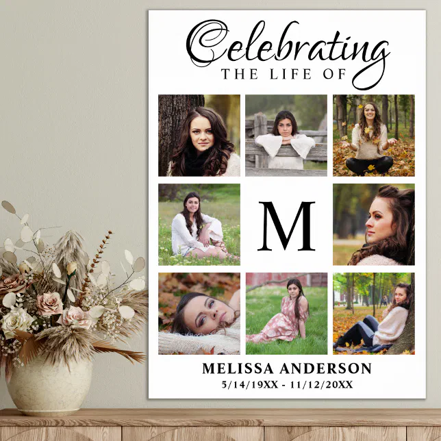 Celebration Of Life Memorial Photo Collage Funeral Poster | Zazzle
