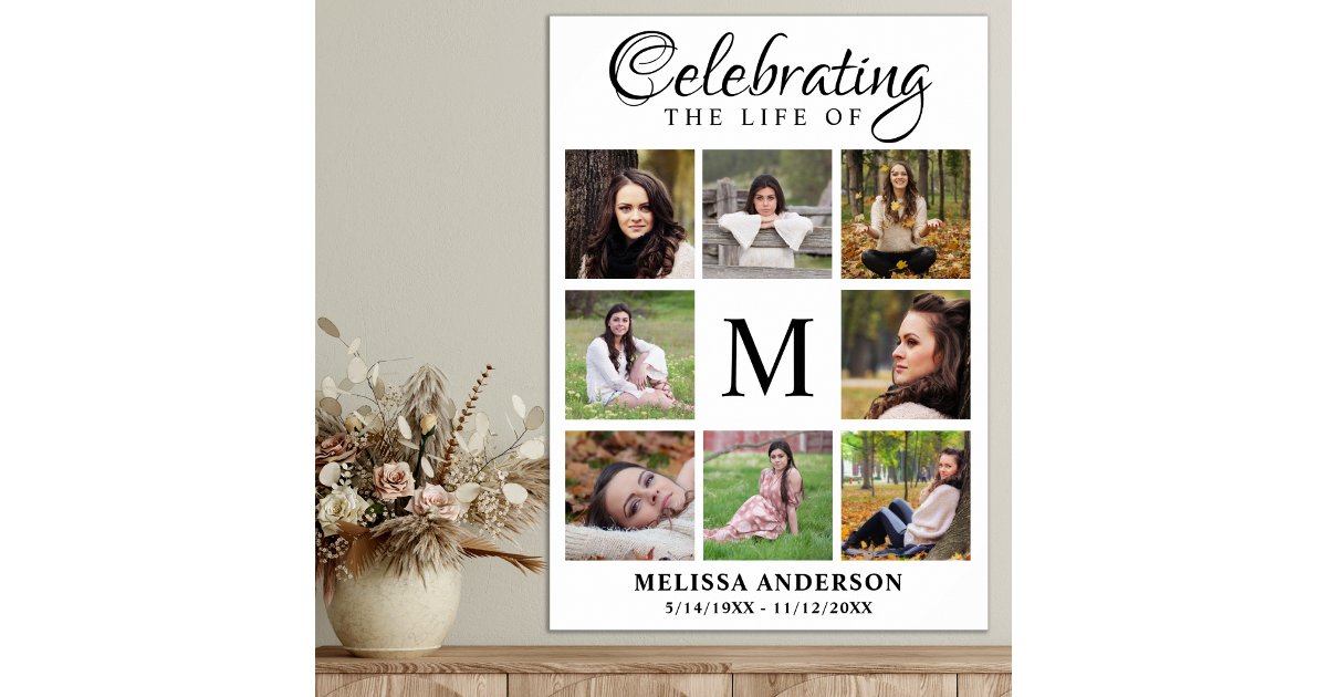 Celebration Of Life Memorial Photo Collage Funeral Poster | Zazzle