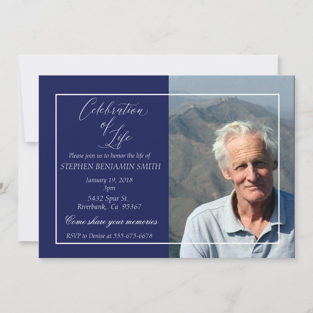 Celebration of Life Memorial Service Photo Custom Invitation | Zazzle