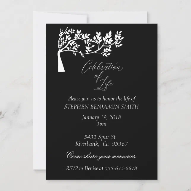 Celebration of Life Memorial Service Tree Invitation | Zazzle
