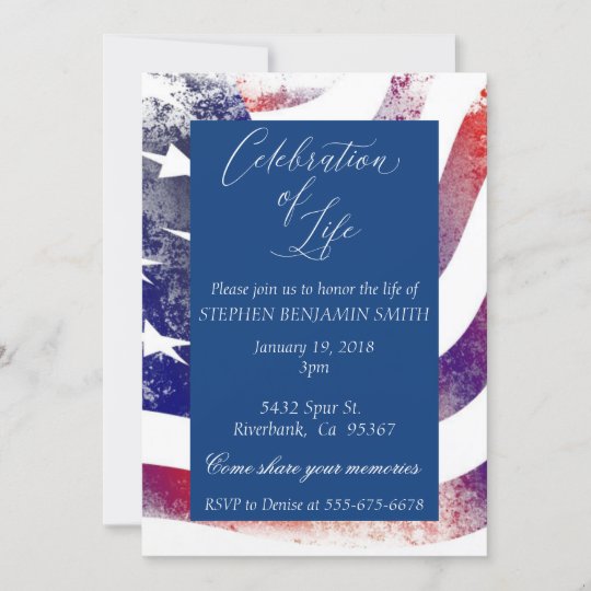 Celebration of Life Memorial Service Veteran Flag Invitation | Zazzle.com