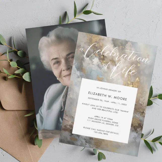 Celebration of Life Modern Abstract Funeral Invitation | Zazzle
