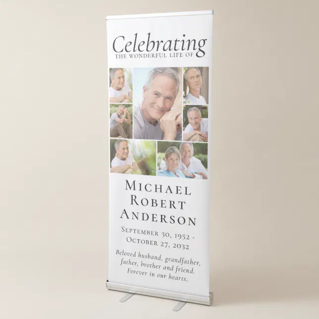 Celebration of Life Multiple Photo Welcome Retractable Banner | Zazzle