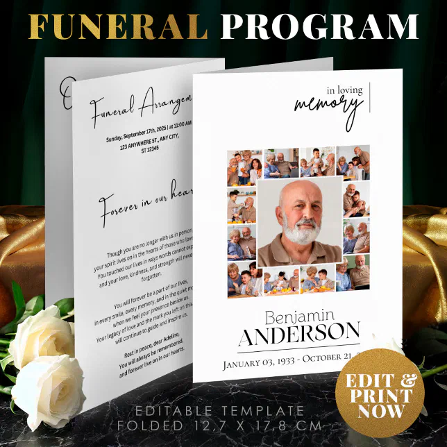 Celebration of Life,Obituary,Photo Collage Funeral Program | Zazzle