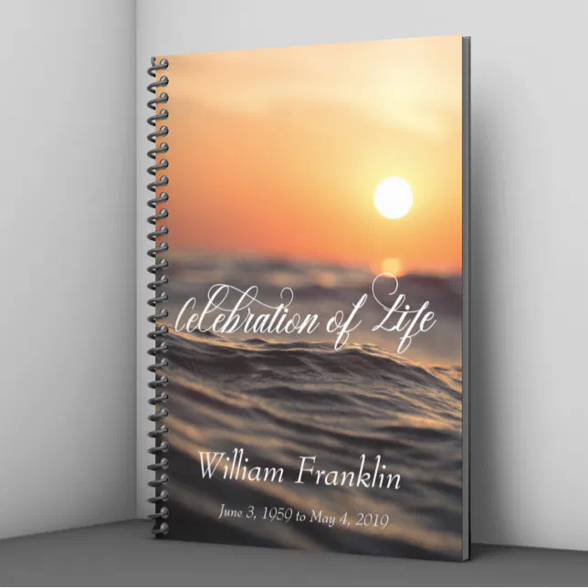 Celebration of Life Ocean Sunset Sea Guest Book | Zazzle