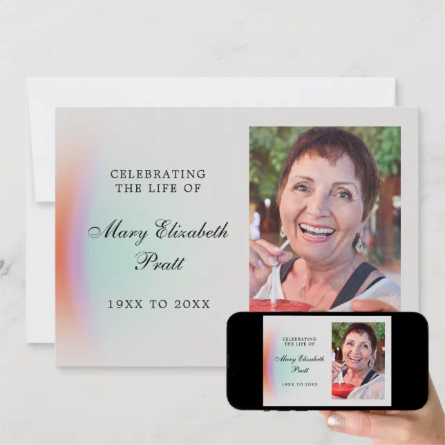 Celebration of Life Peaceful Abstract Photo Invitation | Zazzle