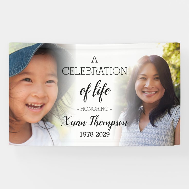 Celebration Of Life Personalized Memorial Photo Banner | Zazzle