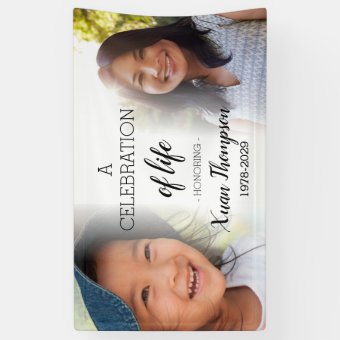 Celebration Of Life Personalized Memorial Photo Banner | Zazzle