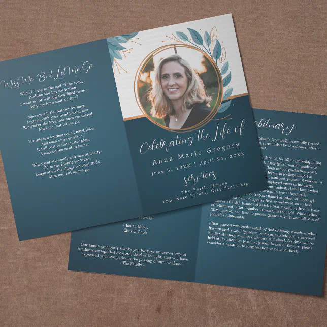 Celebration of Life Photo Bronze Memorial Funeral Program | Zazzle