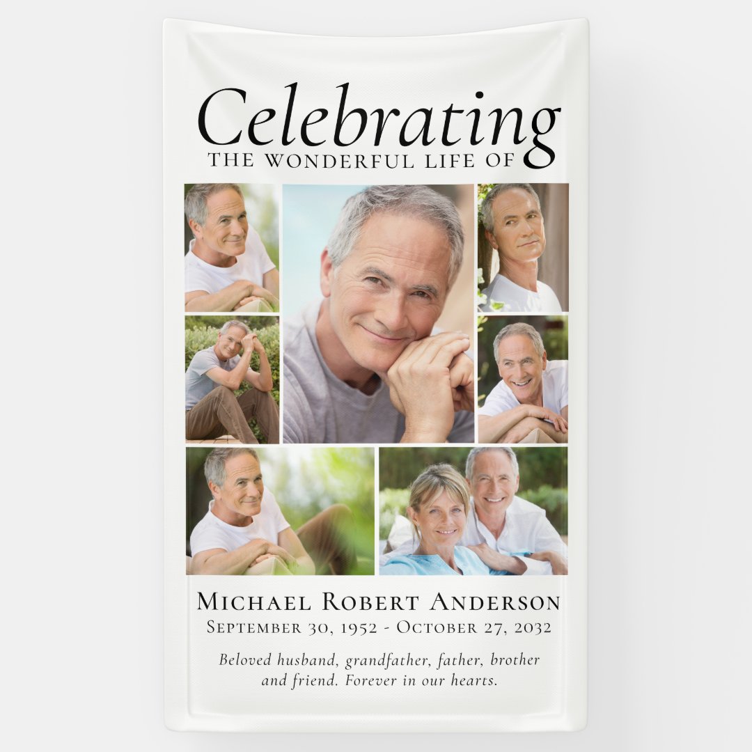Celebration of Life Photo Collage Tribute Banner | Zazzle