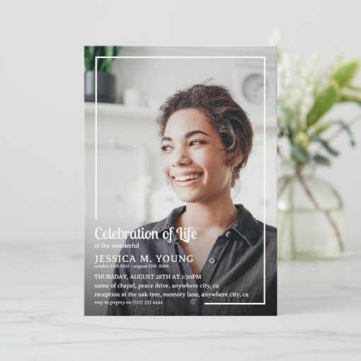 Celebration of Life Photo Funeral Memorial Invitation | Zazzle