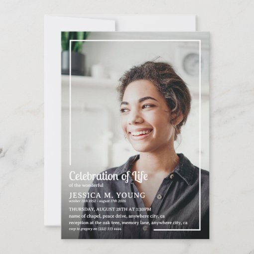 Celebration of Life Photo Funeral Memorial Invitation | Zazzle