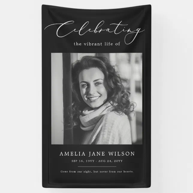 Celebration Of Life Photo Funeral Memorial Service Banner | Zazzle