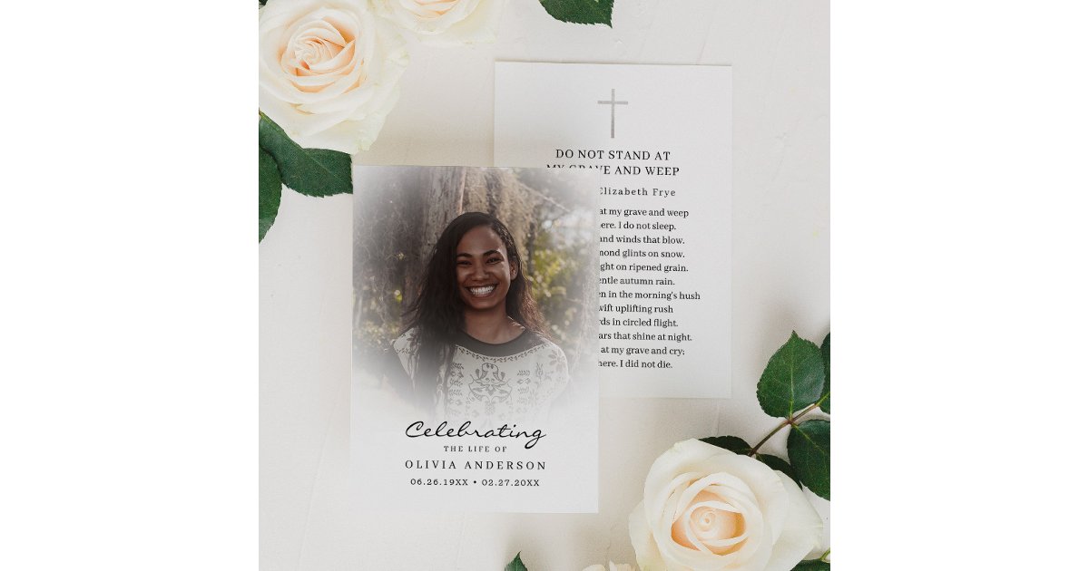 Celebration of Life Photo Funeral Prayer Card | Zazzle