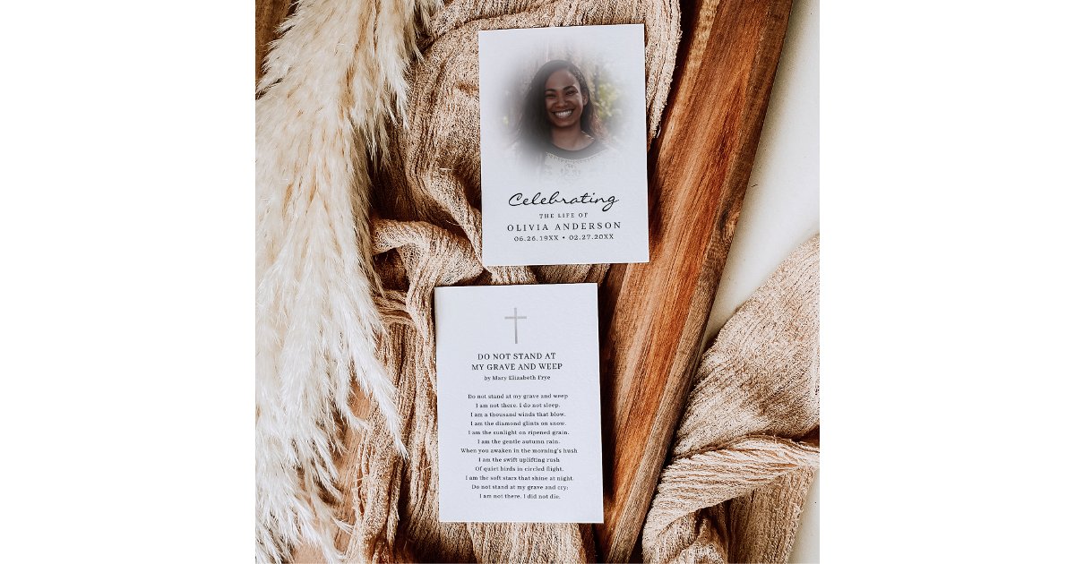 Celebration of Life Photo Funeral Prayer Card | Zazzle
