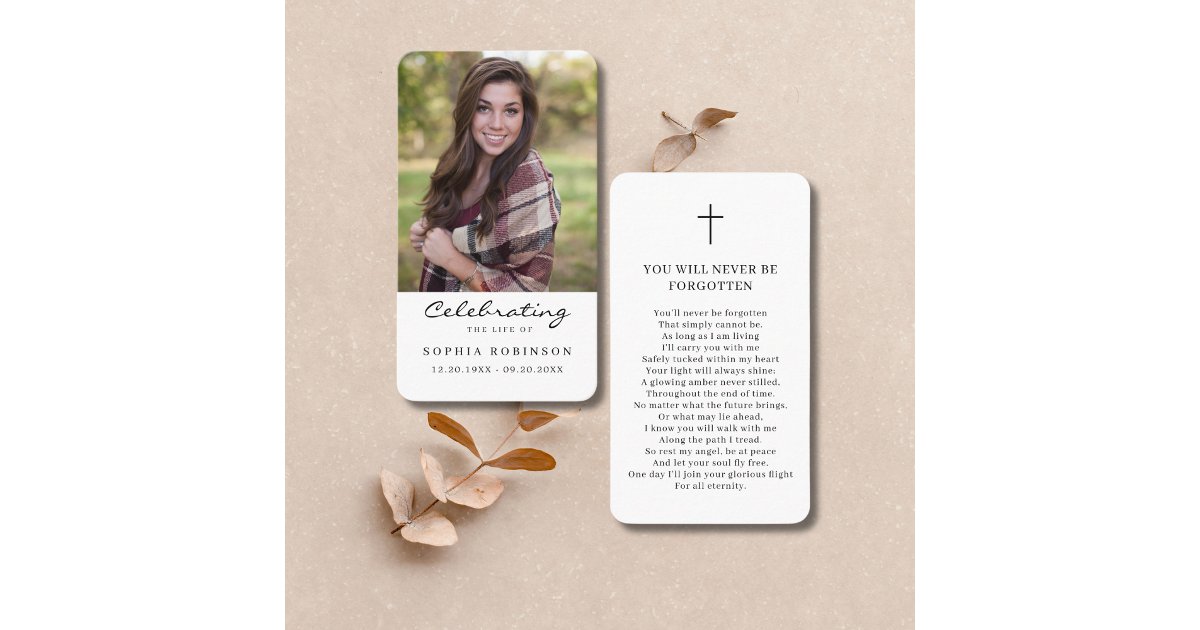 Celebration of Life Photo Funeral Prayer Card | Zazzle