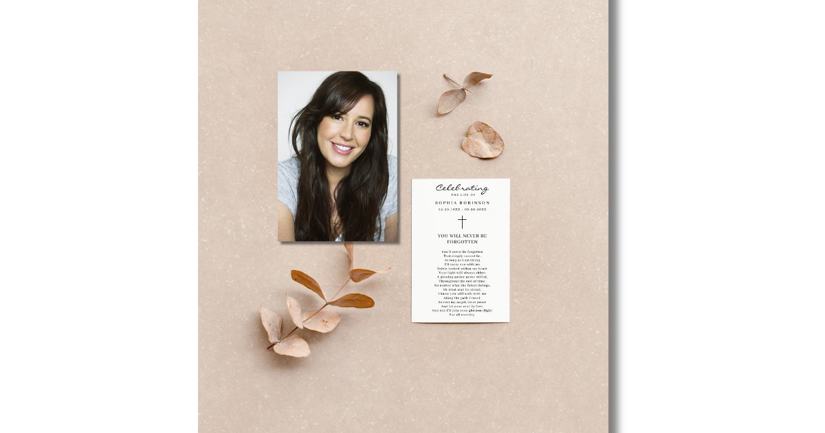 Celebration of Life Photo Funeral Prayer Card | Zazzle