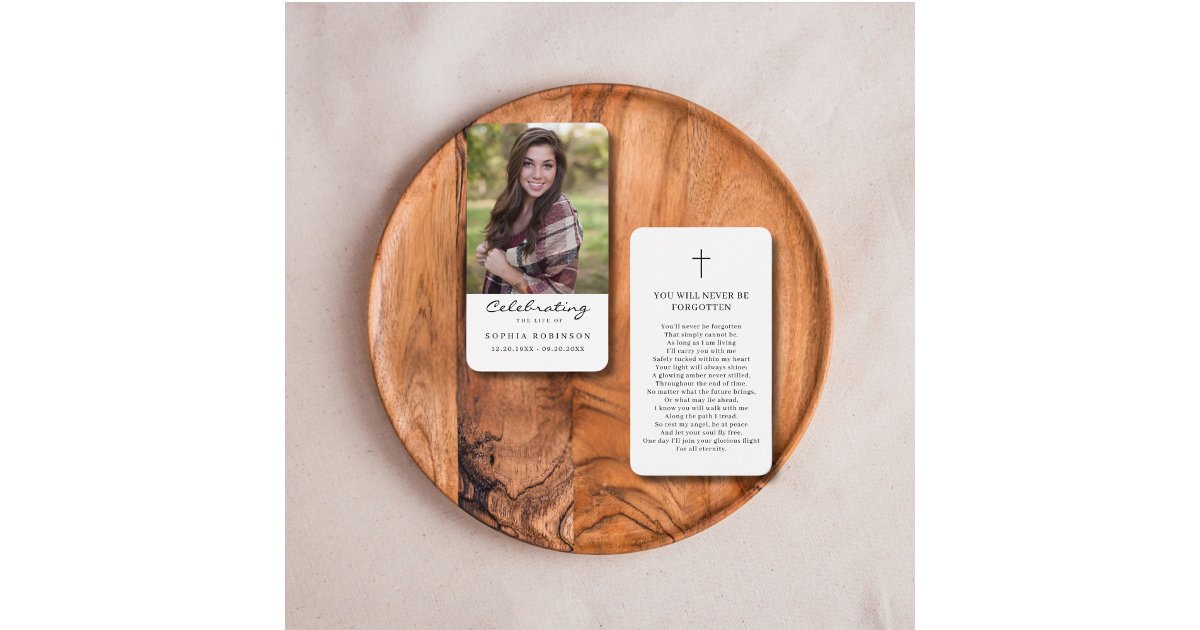 Celebration of Life Photo Funeral Prayer Card | Zazzle