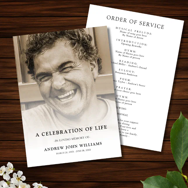 Celebration of Life Photo Funeral Program | Zazzle