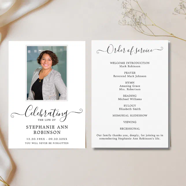 Celebration of Life Photo Order of Service Program | Zazzle