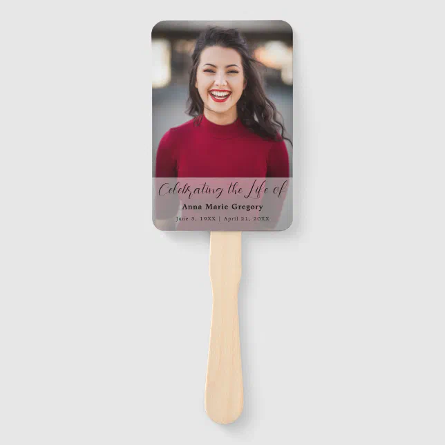 Celebration of Life Photo Simple Memorial Funeral Hand Fan | Zazzle