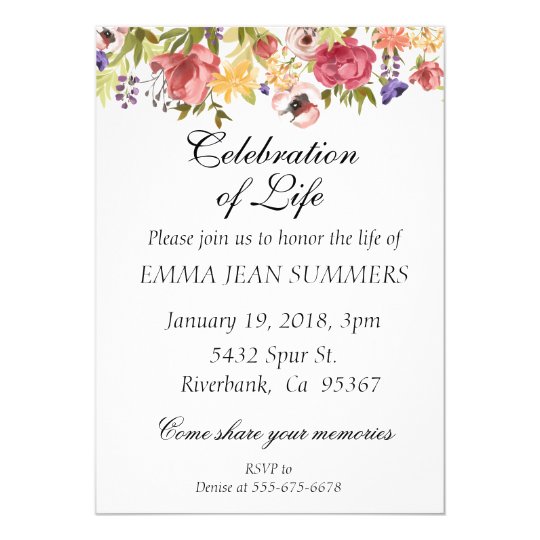Celebration of Life Pretty Floral Invitation | Zazzle.com