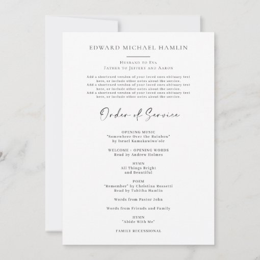 Celebration of Life Service Memorial Program | Zazzle