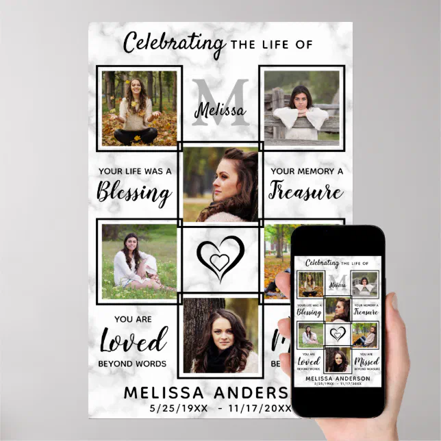 Celebration of Life Unique Photo Memorial Funeral Poster | Zazzle