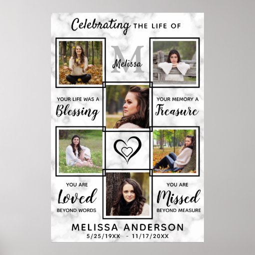 Celebration of Life Unique Photo Memorial Funeral Poster | Zazzle