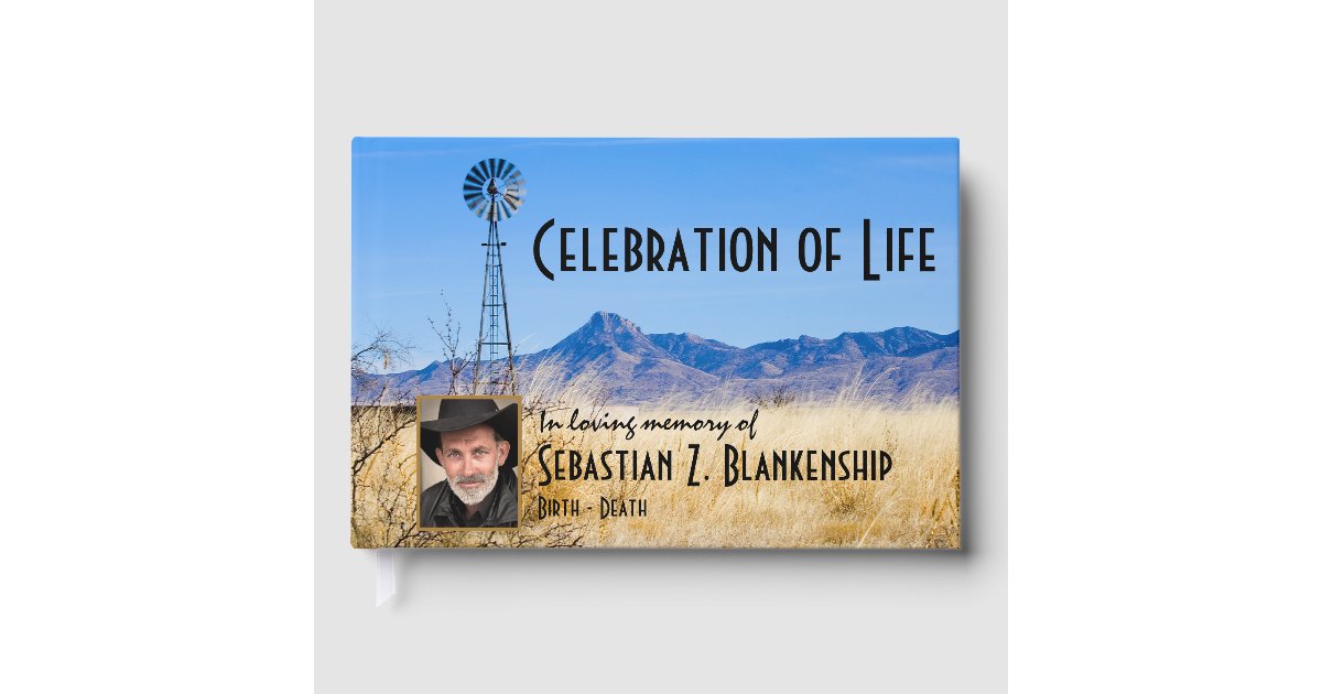 Celebration Of Life Windmill Memorial Custom Photo Guest Book | Zazzle