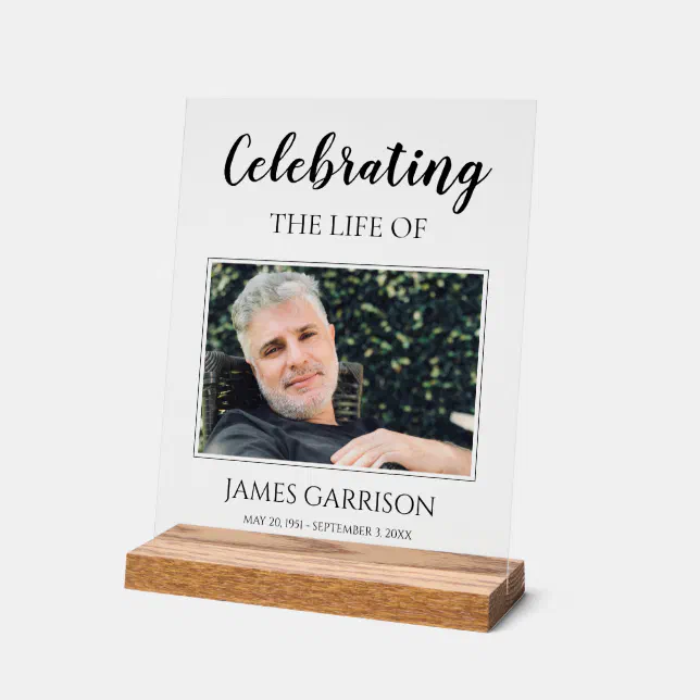 Celebration Of Life with A Photo Memorial Acrylic Sign | Zazzle