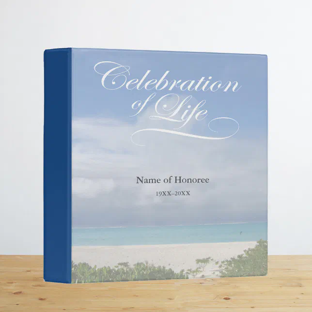 Celebration of Life with Ocean Scene Guest Book Binder | Zazzle