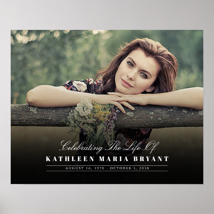 Celebration Of Life with Photo Funeral Horizontal Poster | Zazzle
