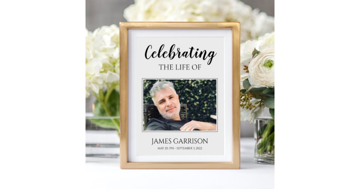 Celebration Of Life with Photo Funeral Poster | Zazzle