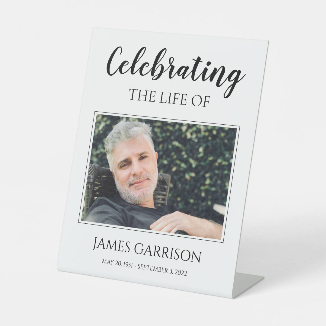 Celebration Of Life with Photo Memorial Pedestal Sign | Zazzle