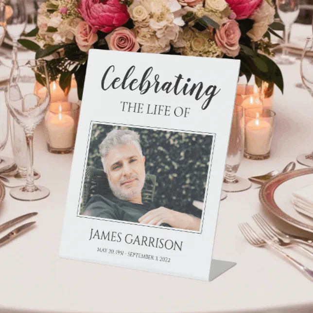 Celebration Of Life with Photo Memorial Pedestal Sign | Zazzle