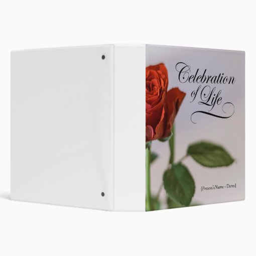 Celebration of Life with Rose Memorial Guest Book Binder | Zazzle