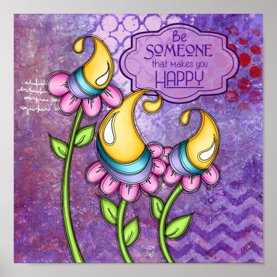 Celebration Positive Thought Doodle Flower Poster | Zazzle.com