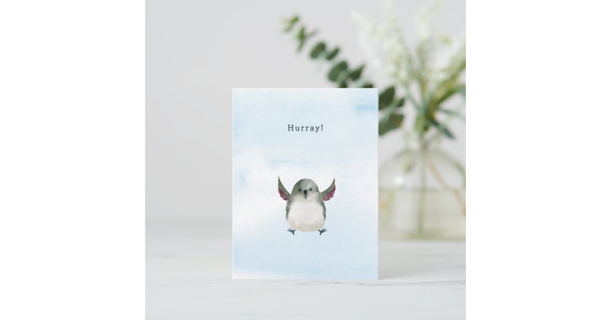 Celebrations Hurray Quote Bird Illustration Card | Zazzle