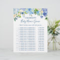 Celebrity Baby Names Game Blue Hydrangea Floral | Zazzle