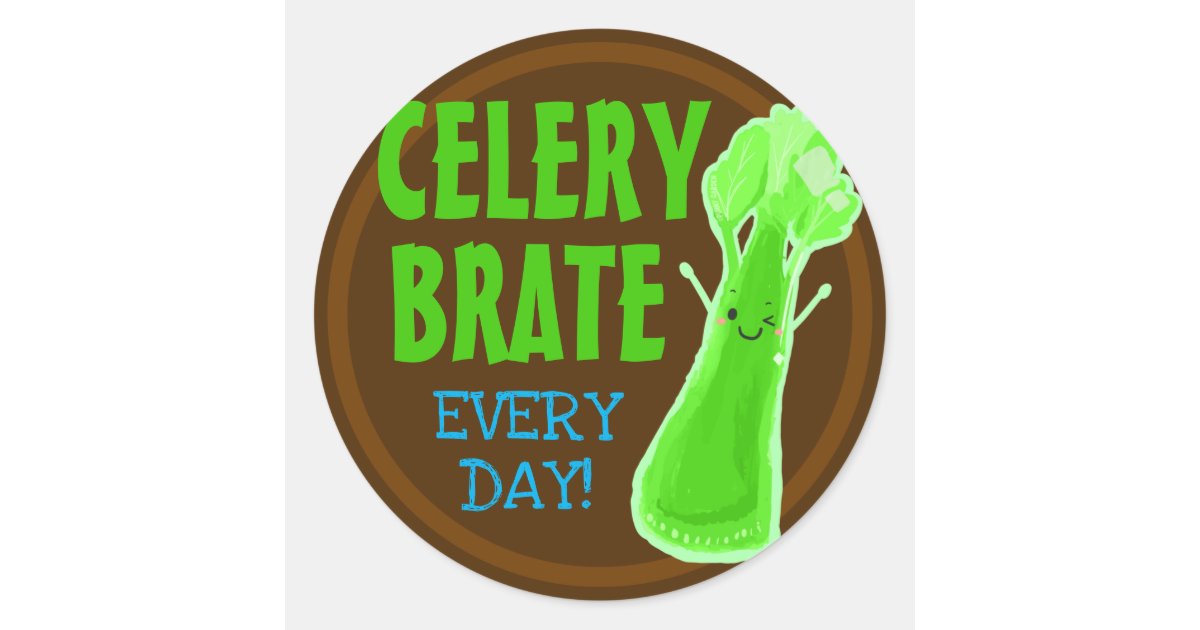Celerybrate Every Day - Celery Pun Classic Round Sticker | Zazzle