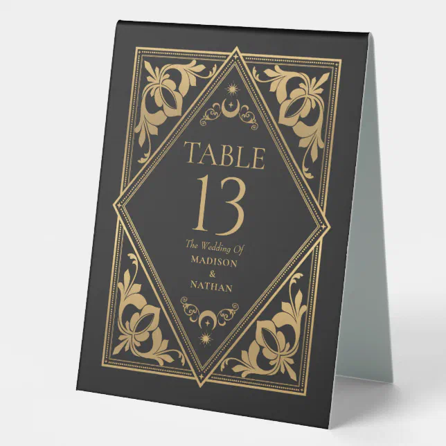 Celestial Art Nouveau Tarot Gothic Wedding Table Tent | Zazzle