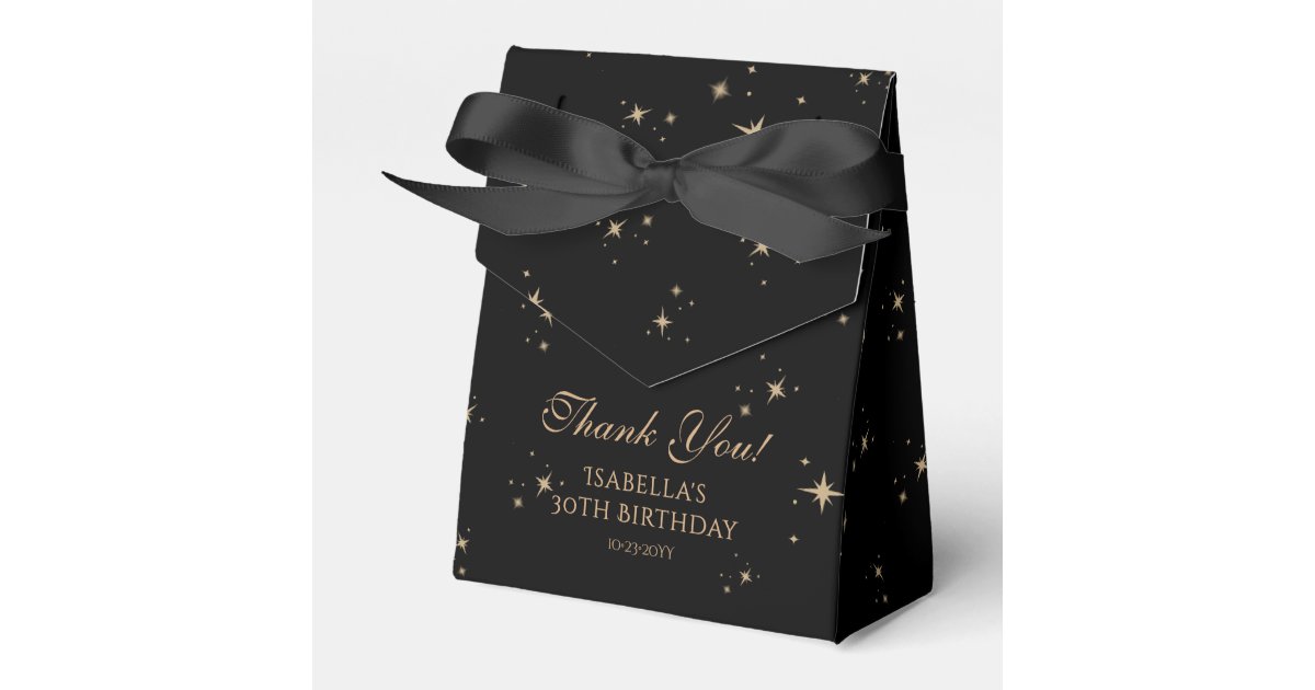Celestial Black Gold Sun Moon Stars 30th Birthday Favor Boxes | Zazzle