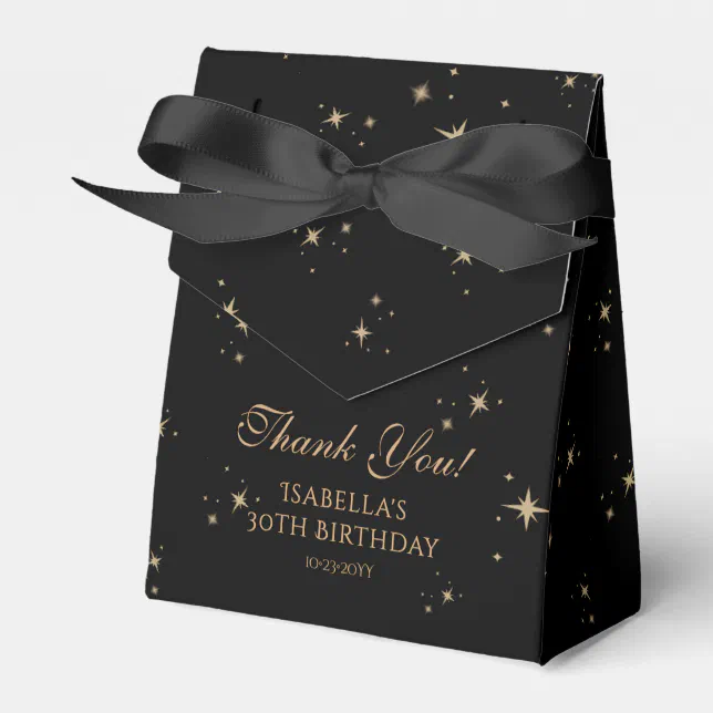 Celestial Black Gold Sun Moon Stars 30th Birthday Favor Boxes | Zazzle