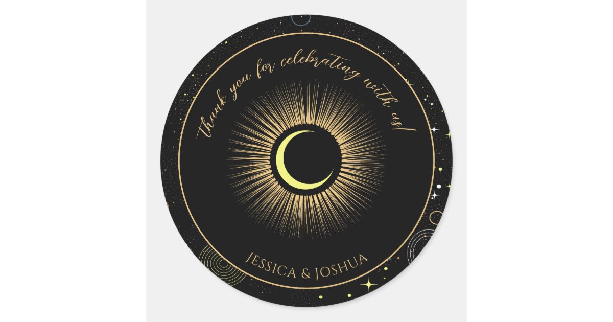 Celestial Black Mystical Star Dust Classic Round Sticker | Zazzle