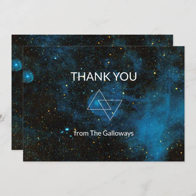Celestial Blue Galaxy Cosmic Minimalist Chic Cool Thank You Card | Zazzle